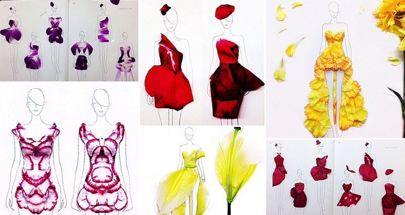 These Awesome Fashion Illustrations Are Created With Real Flower Petals
