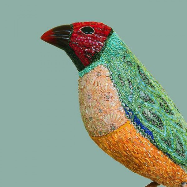 These Intricate Mosaic Bird Sculptures Look Even More Awesome Up Close