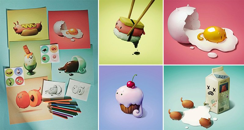 Marija Tiurina Creates Yummy Food Art Re-imagined As Cute Little Animals