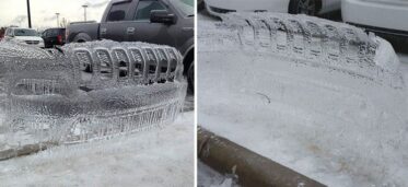 These Cars Were So Cold They Froze Over Leaving Ice Shells Of Their Bumpers
