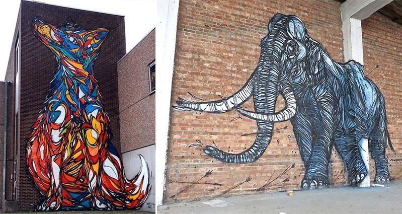 Street Artist Dzia Creates Beautifully Detailed Animal Art