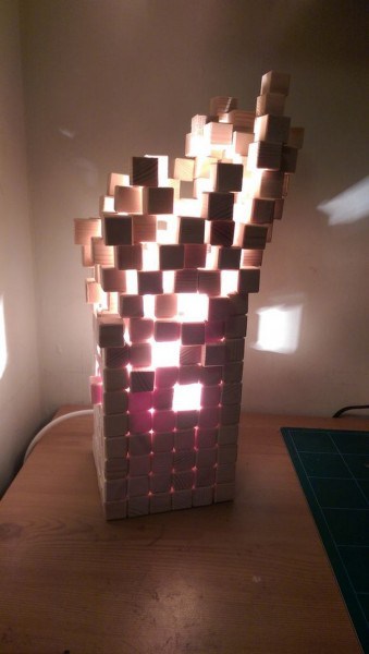 This Guy Made His Own Wooden Pixel Lamp From 300 Separate Blocks Of ...