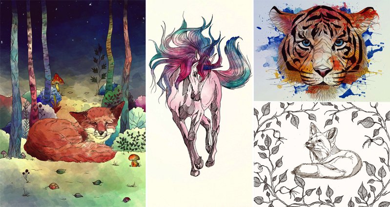 Artist Alexandra Laza Creates Magical Animal-Themed Line Art