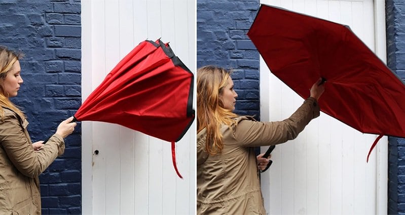 New Revolutionary Umbrella 'KAZbrella' Folds Inside Out Leaving You ...