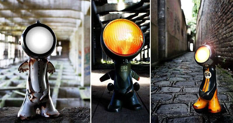 Artist Nanan Creates Light Sculpture Characters From Old Head Lamps