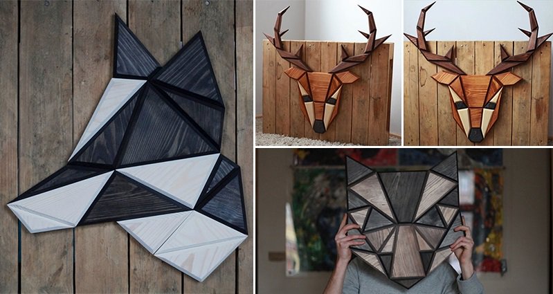 Tomasz Ciurka Crafts Cool Geometric Animal Heads From Wood