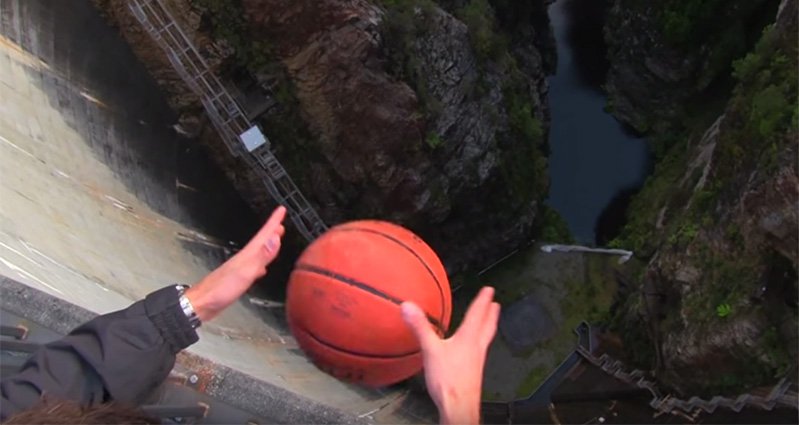 See What Happens When A Basketball Is Dropped From A 415 Foot Dam In ...