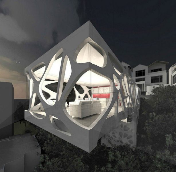 This Conceptual Home Design Shows A Modern House Built Into The New ...