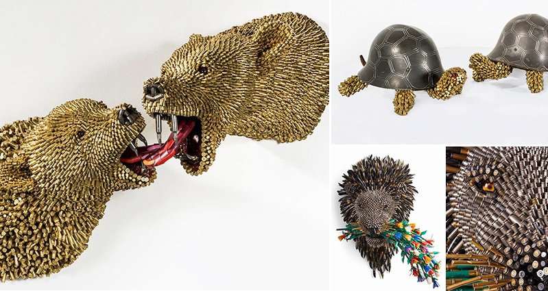These Animal Trophie Sculptures Are Made Entirely Of Bullet Shells