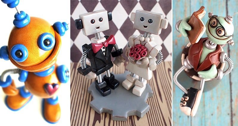These Hand-Made Robot Sculptures By 'HerArtSheLoves' Are Adorable