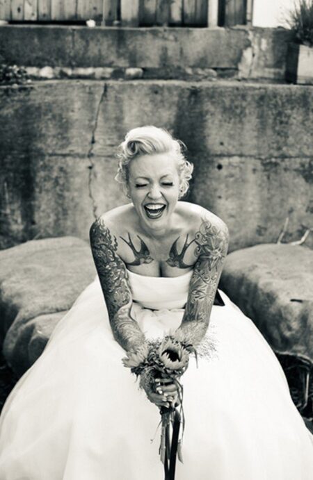 14 Beautifully Tattooed Brides On Their Wedding Day