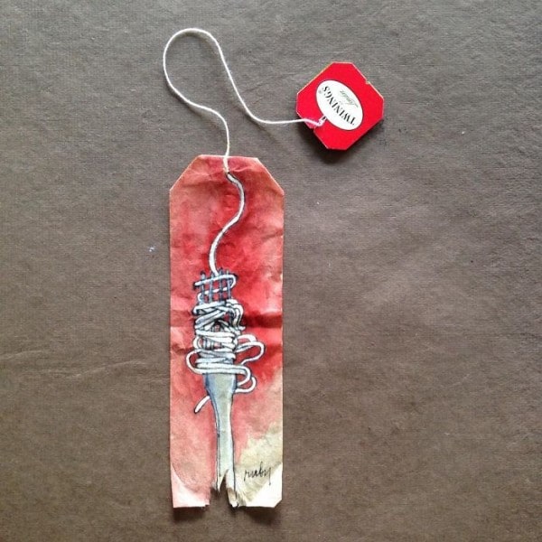 These Old Used Tea Bags Are Transformed Into Beautiful Art By Ruby Silvious