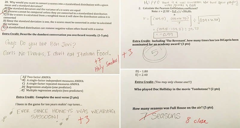 7 Hilarious Extra Credit Questions Asked By This Statistics Professor