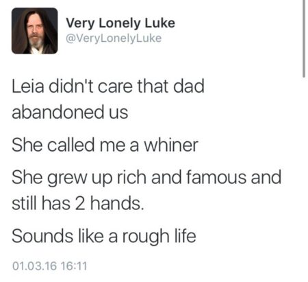 14 Hilarious Tweets From A Very Lonely Luke Skywalker - Part 1
