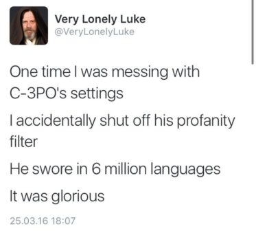 14 Hilarious Tweets From A Very Lonely Luke Skywalker - Part 1