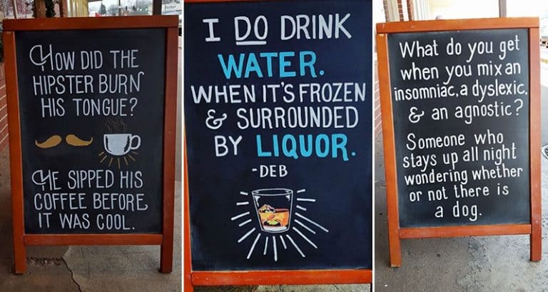 15 Hilarious Pub Signs Made By A Talented Lady With Her Chalk