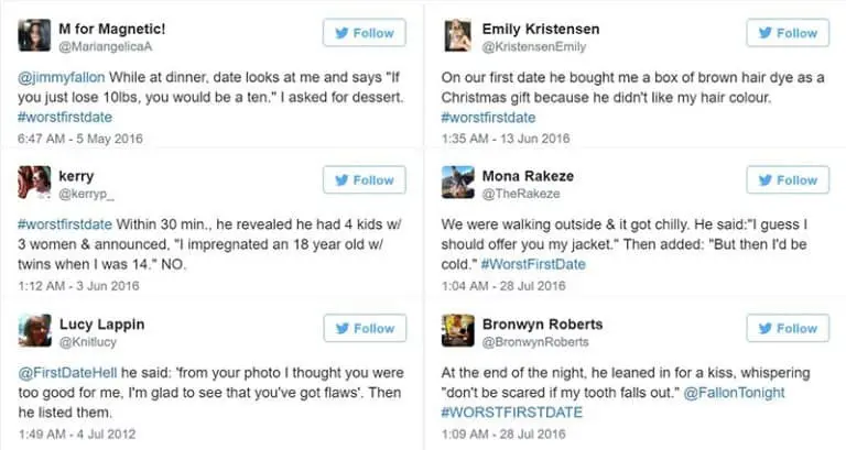 14 Hilarious First-Date Disaster Tweets That Will Leave You Cringing ...