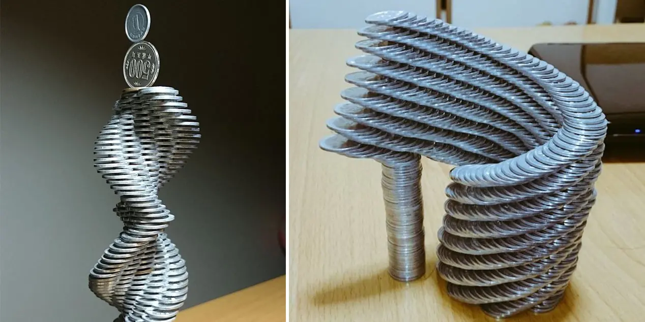 Japanese Man Has Conquered The Art Of Gravity-Defying Coin Stacking