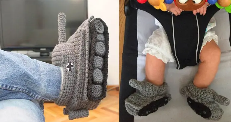 These Crochet Tank Slippers Also Come In Miniature Form For Babies