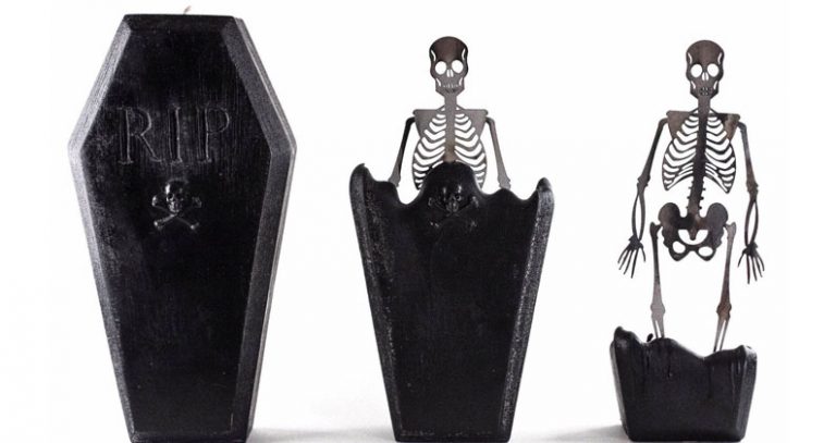 This Coffin Candle Melts Away Revealing A Creepy Metal Skeleton Inside