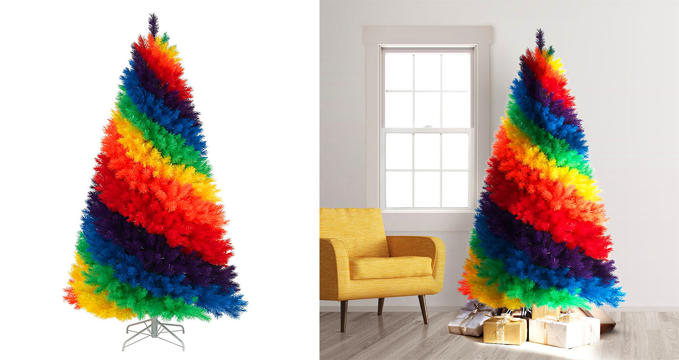 Change It Up This Year With A 7-Foot Rainbow Christmas Tree