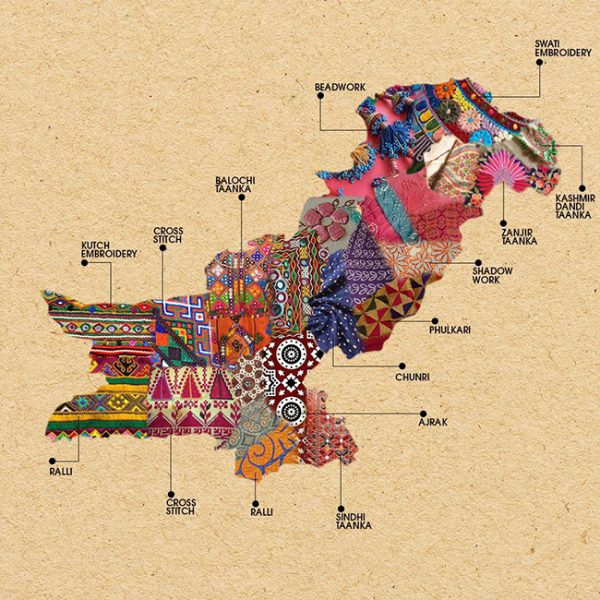 Textile Maps Of Pakistan And India Show The Embroidery Techniques Of ...
