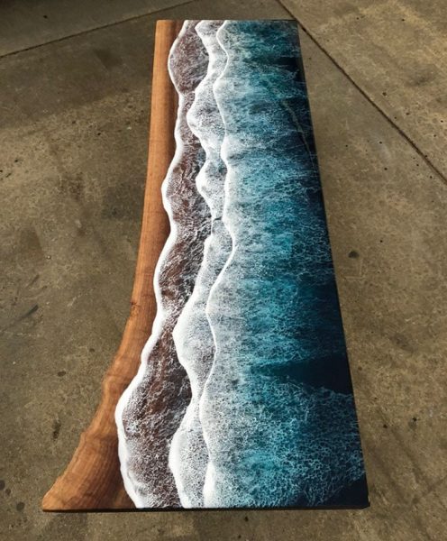These Stunning Resin Tables Look Like Ocean Waves Washing Up On Shore
