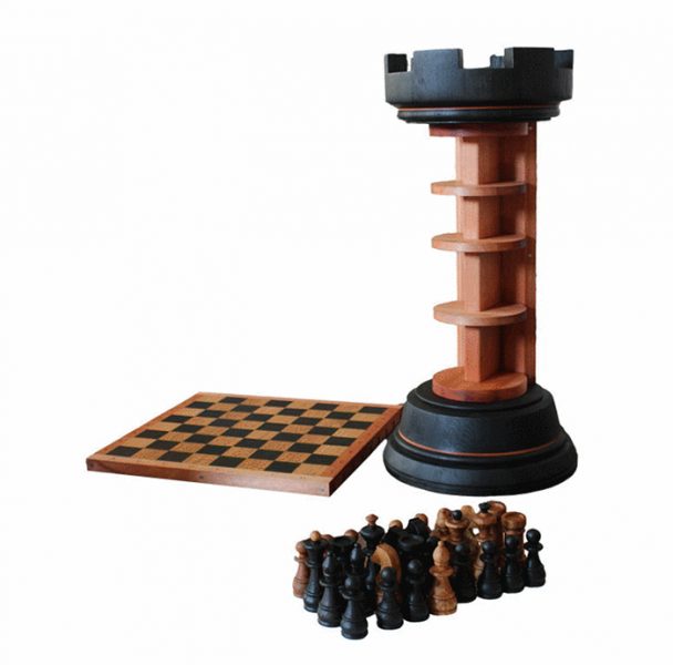This Awesome Rook Tower Comes With A Wrap Around Chess Board And ...