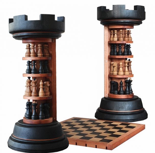 This Awesome Rook Tower Comes With A Wrap Around Chess Board And ...