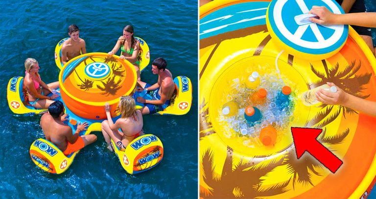 Party On The Water With This Inflatable Table Which Includes A Built-In ...