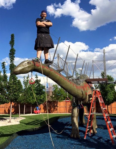Dad Builds Huge Dinosaur Jungle Gym For His Kids And It Didn't Disappoint