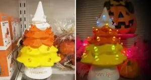 You Can Get A Candy Corn Ceramic Tree To Add To Your Halloween Decorations