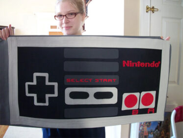 Cathryn Turns Bed Into Giant Nintendo Game Console With Her DIY Bedding Set