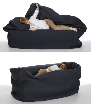 You Can Get A Bean Bag Bed With A Built-In Pillow And Blanket