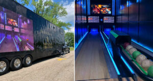 53-Foot Semi Trailer Converted Into World's First Mobile Bowling Alley