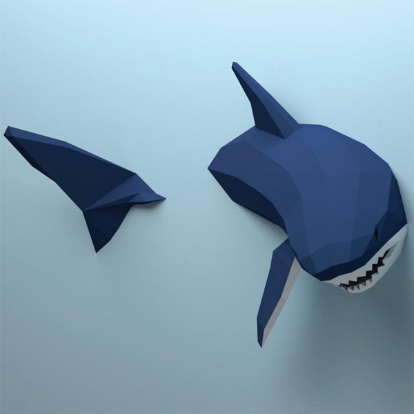 This 3D Papercraft Shark Is A Ferocious Wall Decoration That Looks ...