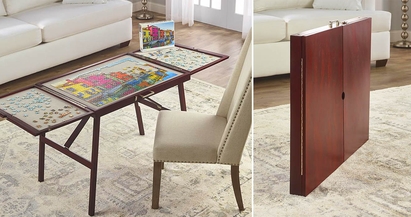 This Jigsaw Puzzle Table Folds Away And Can Be Slid Under The Couch This Jigsaw Puzzle Table Folds Away And Can Be Slid Under The Couch