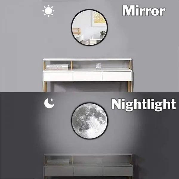 This Moon Mirror Night Light Is A Mirror By Day And Glowing Moon At Night