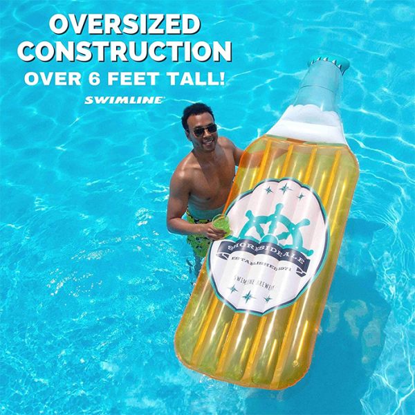 Relax With A Beer While Laying On A Beer Bottle Pool Float This Summer