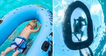 This Inflatable Raft Has A Clear Bottom So You Can See Into The Water