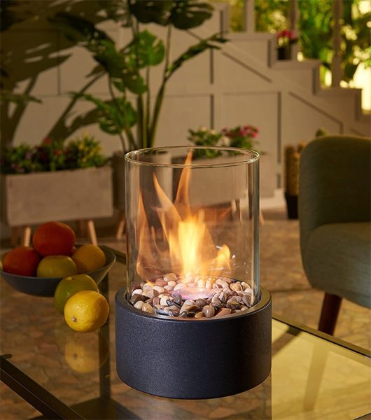 This Tabletop Glass Fireplace Is Easy To Setup And Easy To Put Away