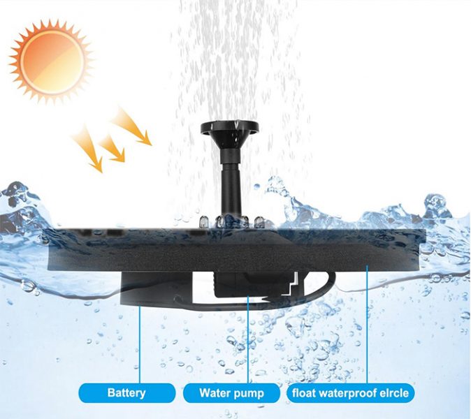 This Solar Powered Fountain Pump Has Beautiful LED Lights That Come On ...
