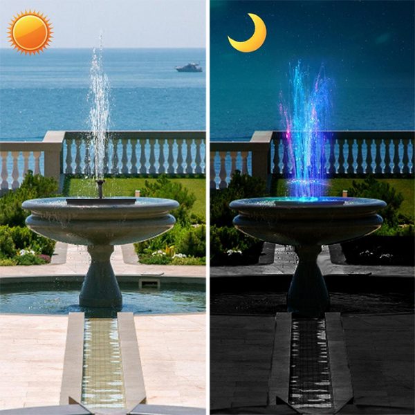 This Solar Powered Fountain Pump Has Beautiful LED Lights That Come On ...
