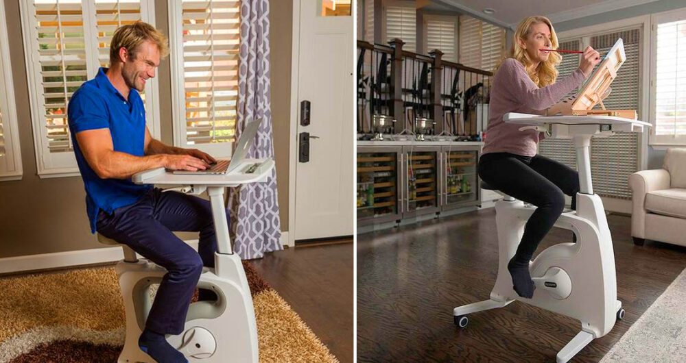 This Exercise Bike With Built-In Desk Lets You Work And Exercise At The ...