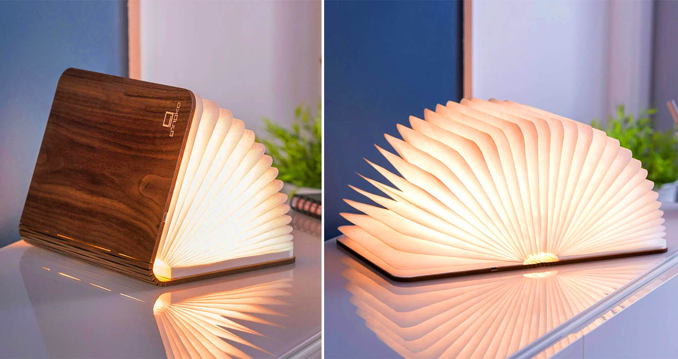 This Wooden Book Opens Up Into A Lamp