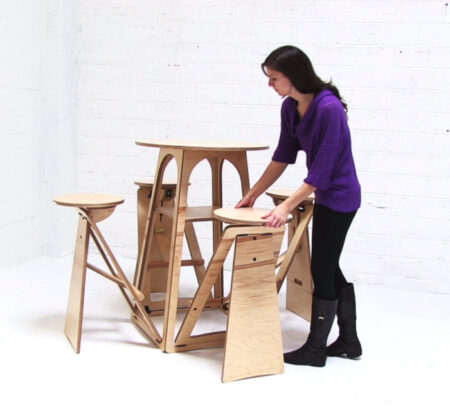 The Space-Saving Quad Micro Bar Table Has Four Pull-Out Bar Stools ...