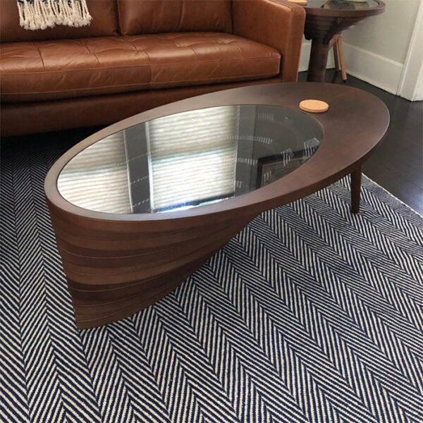 Beautiful Walnut Coffee Table With Glass Top