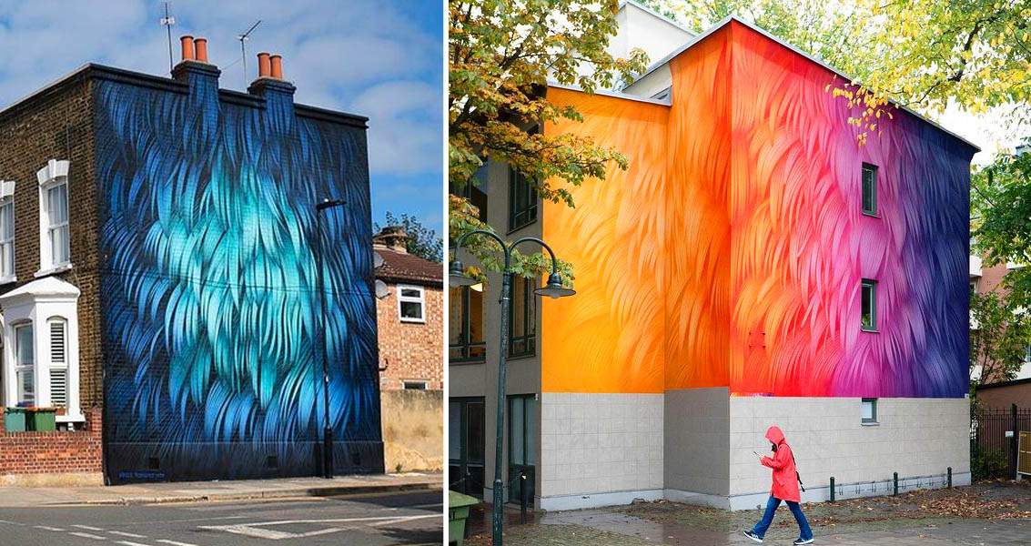 Stunning Multi-Colored Murals Inspired By The Beauty Of Pigeon Feathers
