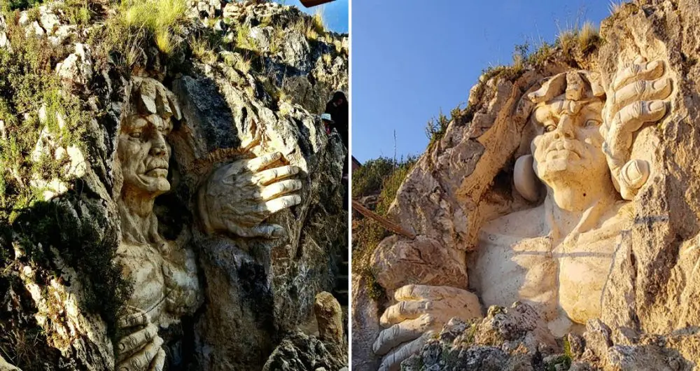 Stunning Sculptures Of Ancient Andean Gods Carved Into Side Of Mountain ...