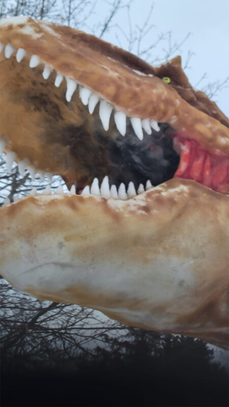 Man Builds Giant 12ft T-Rex Out Of Snow In His Front Yard